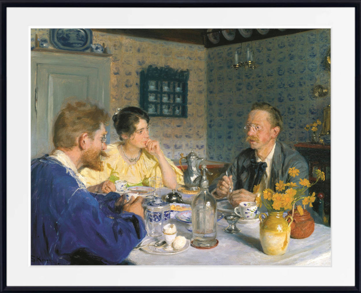 PS Krøyer Print, A breakfast. The artist, his wife and Otto Benzon ...