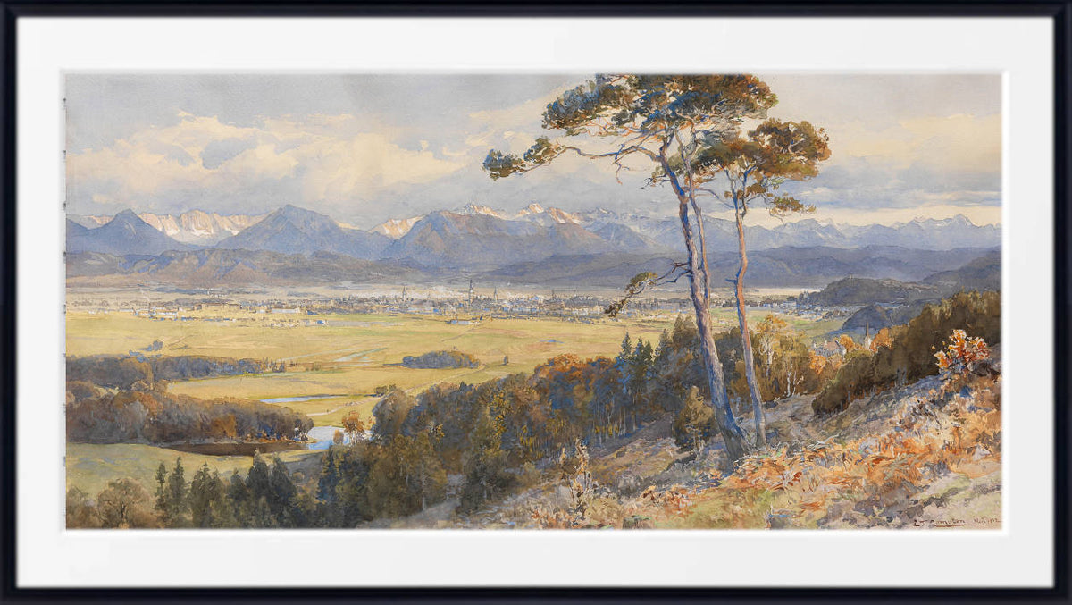 Edward Compton Print, Klagenfurt in front of Karawanks mountains ...