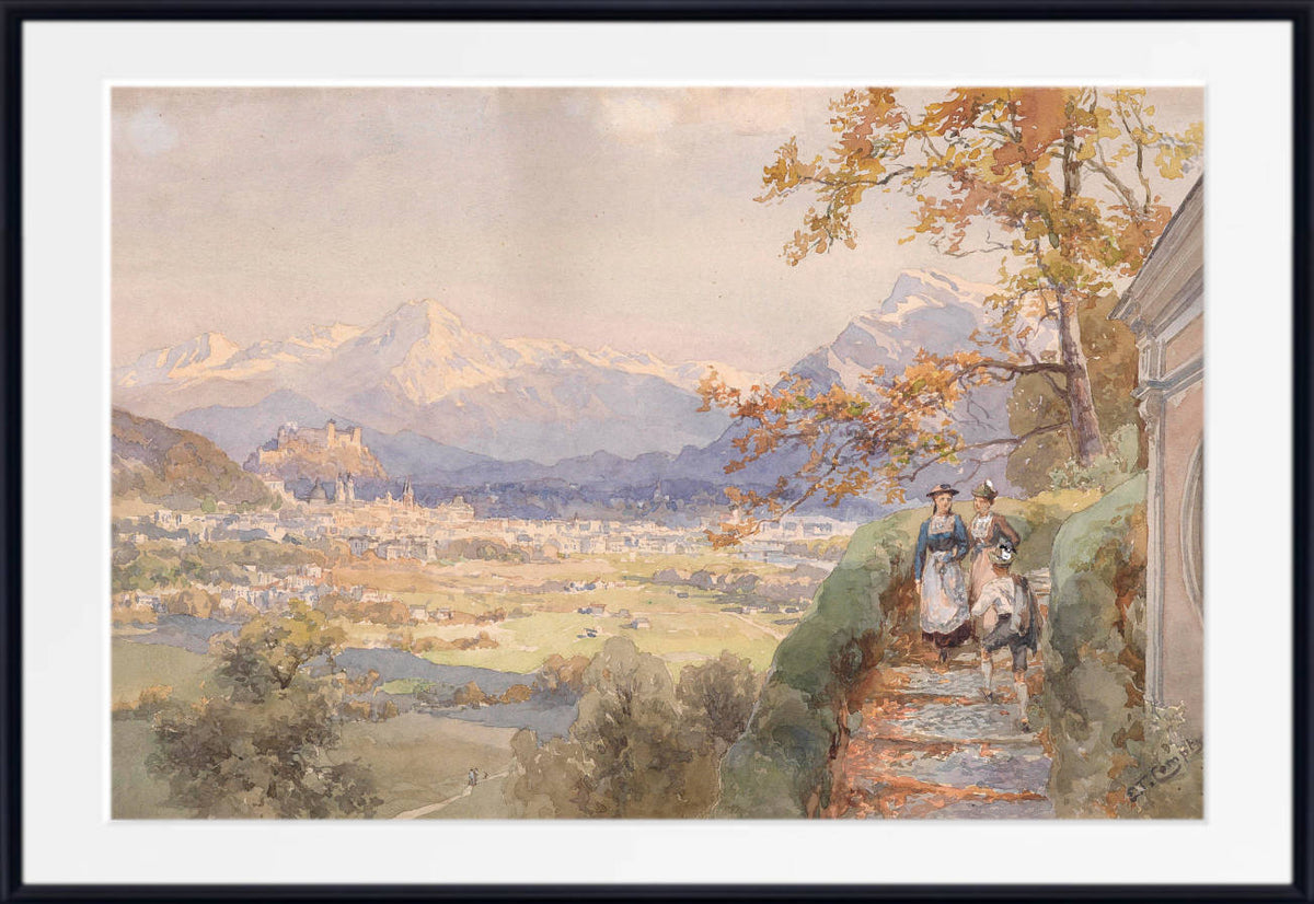 Edward Compton Print, View over the city of Salzburg – GalleryThane