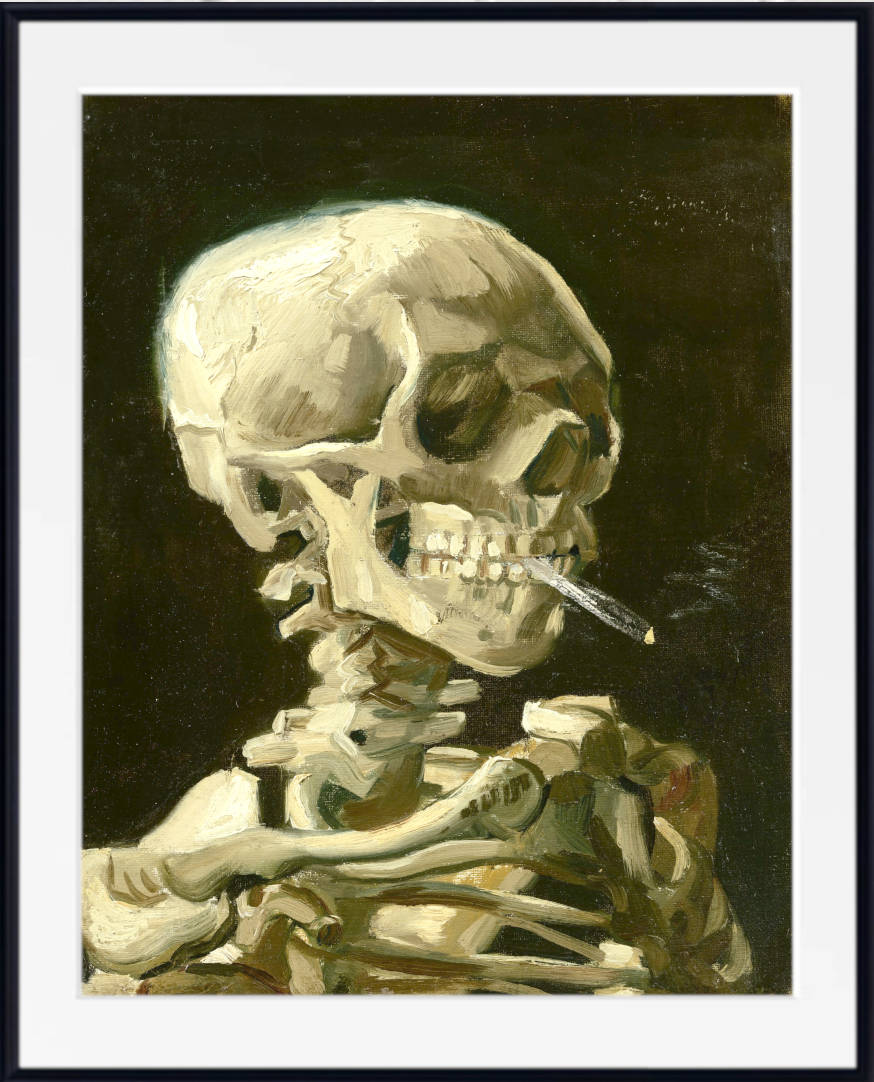 skeleton smoking cigarette