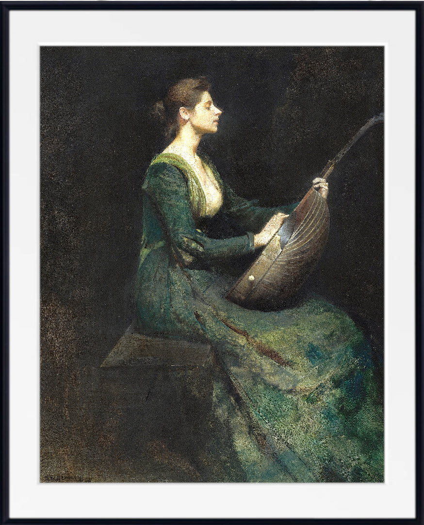 Thomas Dewing, Lady with a Lute (1886) – GalleryThane