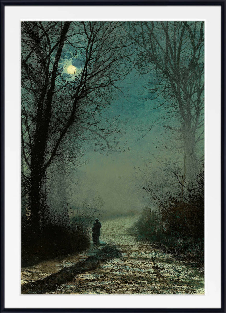 John Atkinson Grimshaw Print: Lovers on a moonlit lane (1873 ...