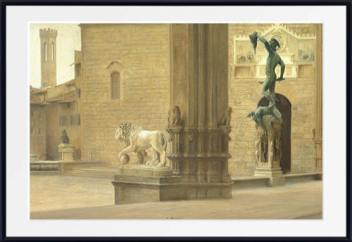 Carl Holsøe Print, Parts between Loggia dei Lanzi in Florence ...