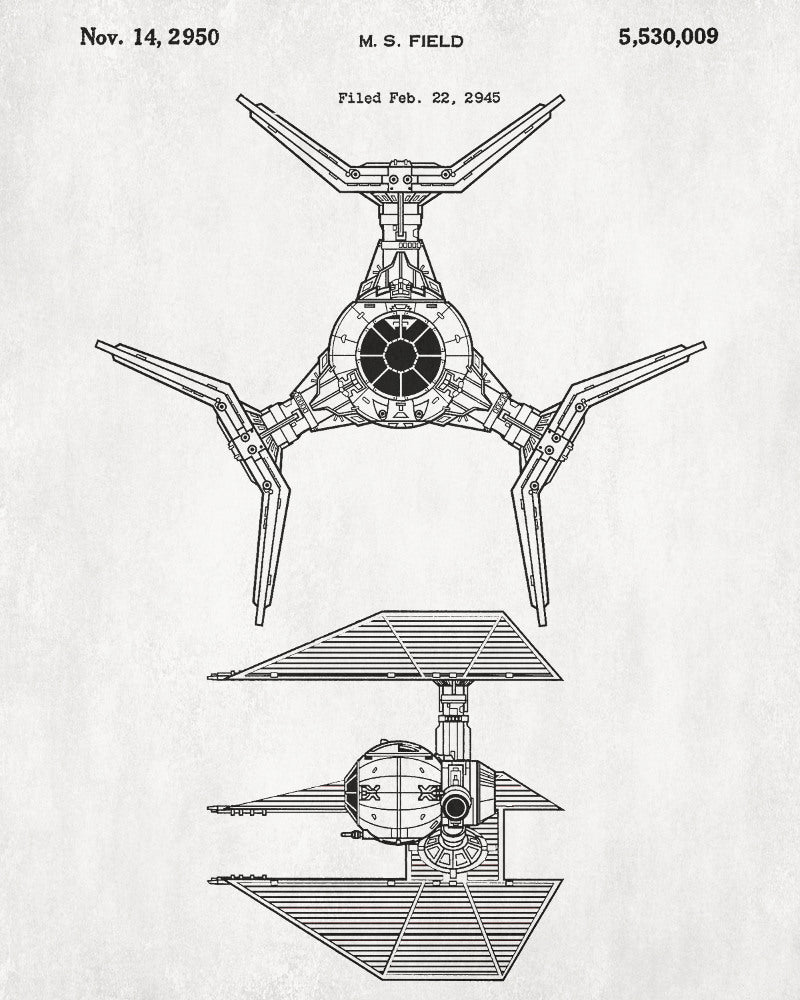 Tie Defender Blueprint Poster Patent Print Star Wars Spaceship ...