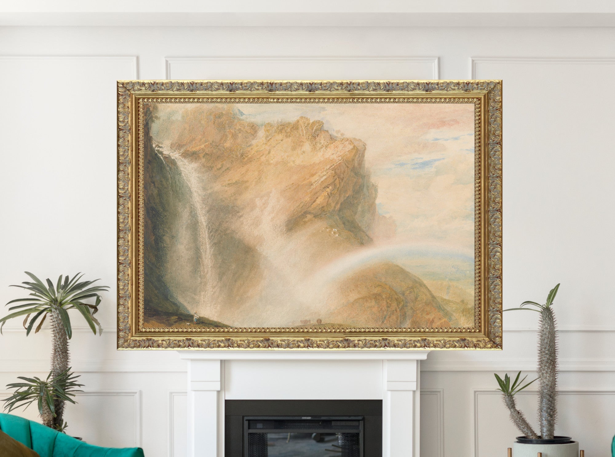 Upper Fall of the Reichenbach Rainbow, (1810) by William Turner ...