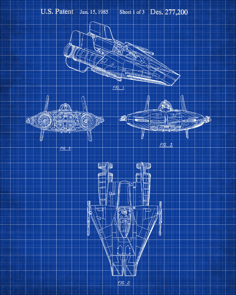 A-Wing Blueprint Poster Patent Print Star Wars Spaceship – GalleryThane
