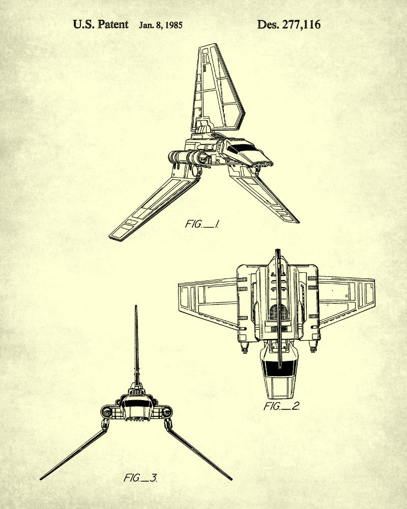 Imperial Shuttle Blueprint Poster Patent Print Star Wars Spaceship ...