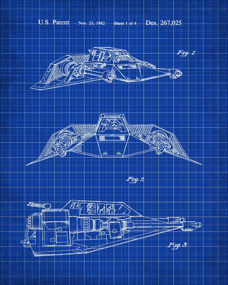 Snow Speeder Blueprint Poster Patent Print Star Wars Spaceship ...