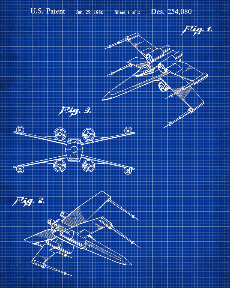 X-Wing Blueprint Poster Patent Print Star Wars Spaceship – GalleryThane