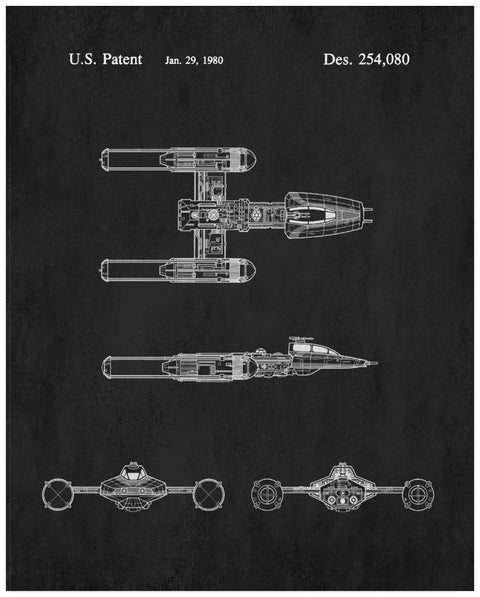 Y-Wing Blueprint Poster Patent Print Star Wars Spaceship – GalleryThane
