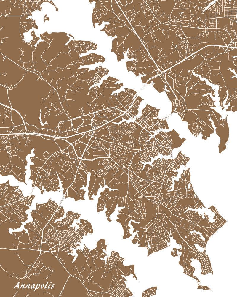 Annapolis City Street Map Print Feature Wall Art Poster – GalleryThane