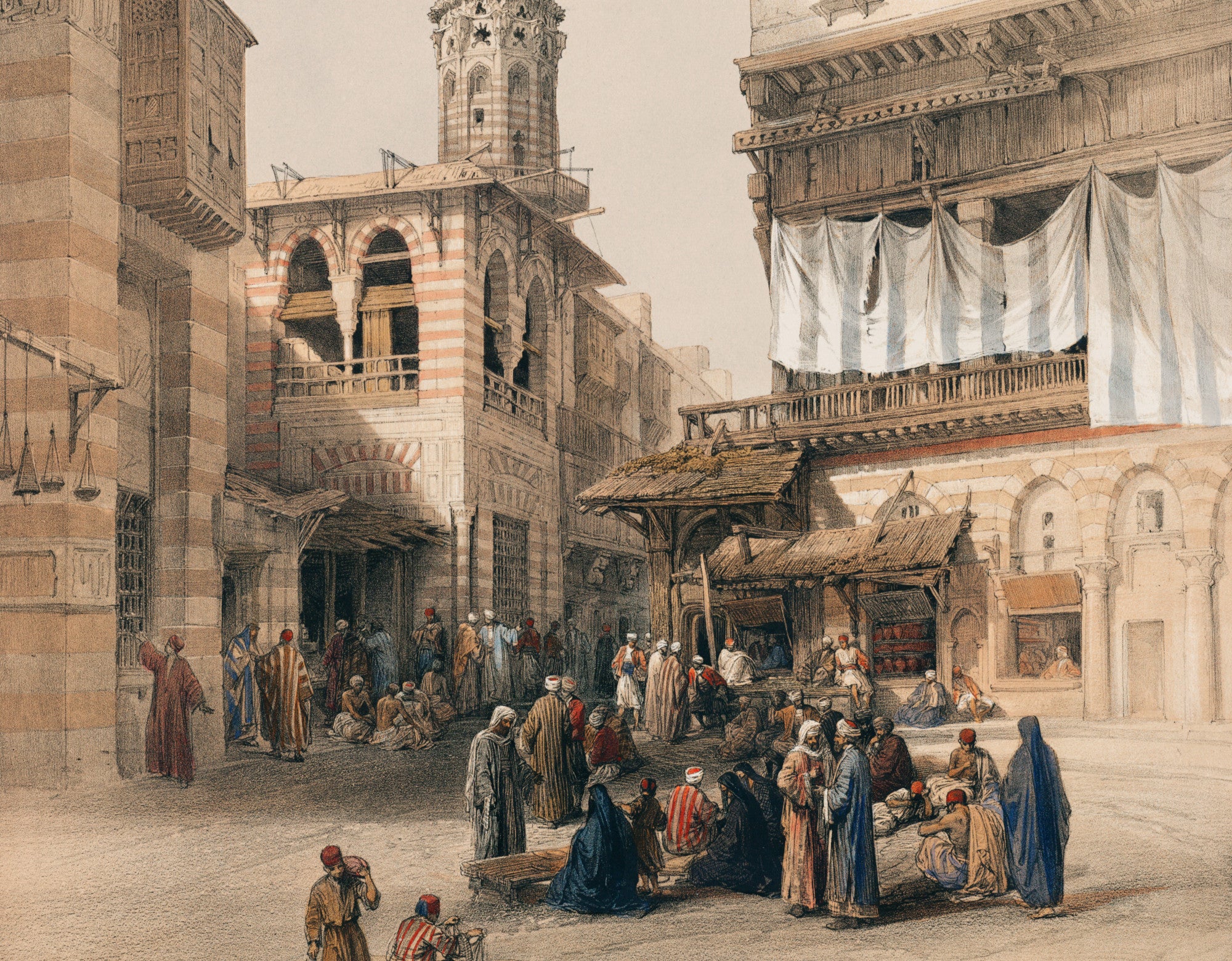 Bazaar of the coppersmiths Cairo, David Roberts Fine Art Print ...