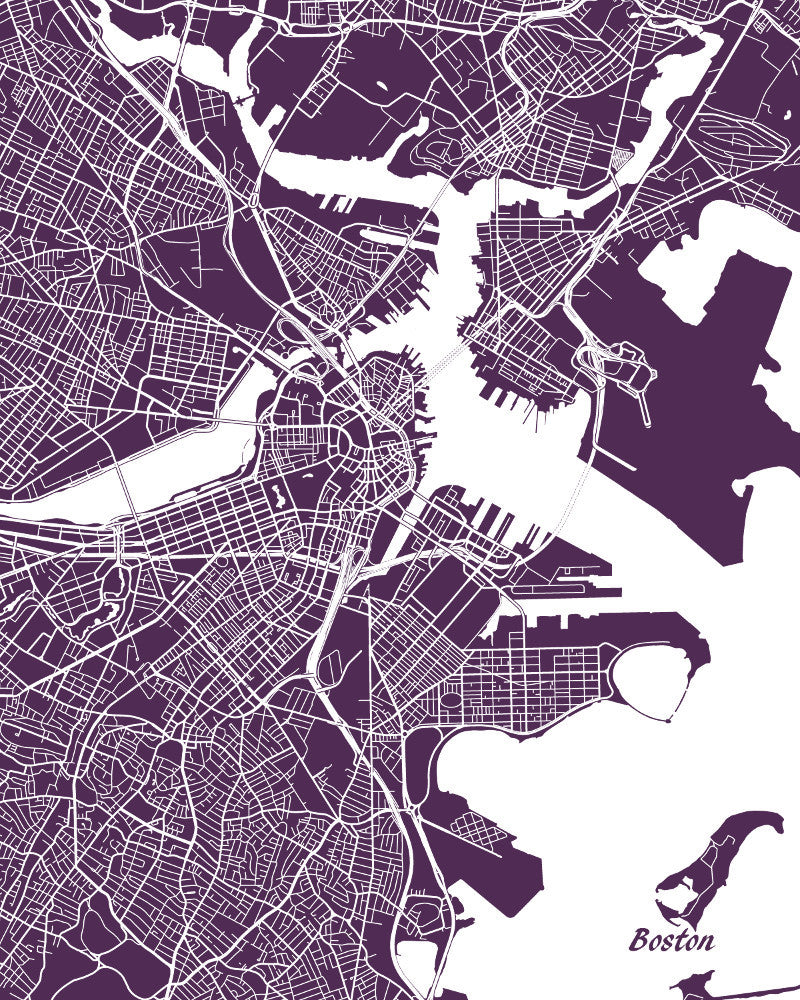 Boston City Street Map Print Custom Wall Map Poster – GalleryThane