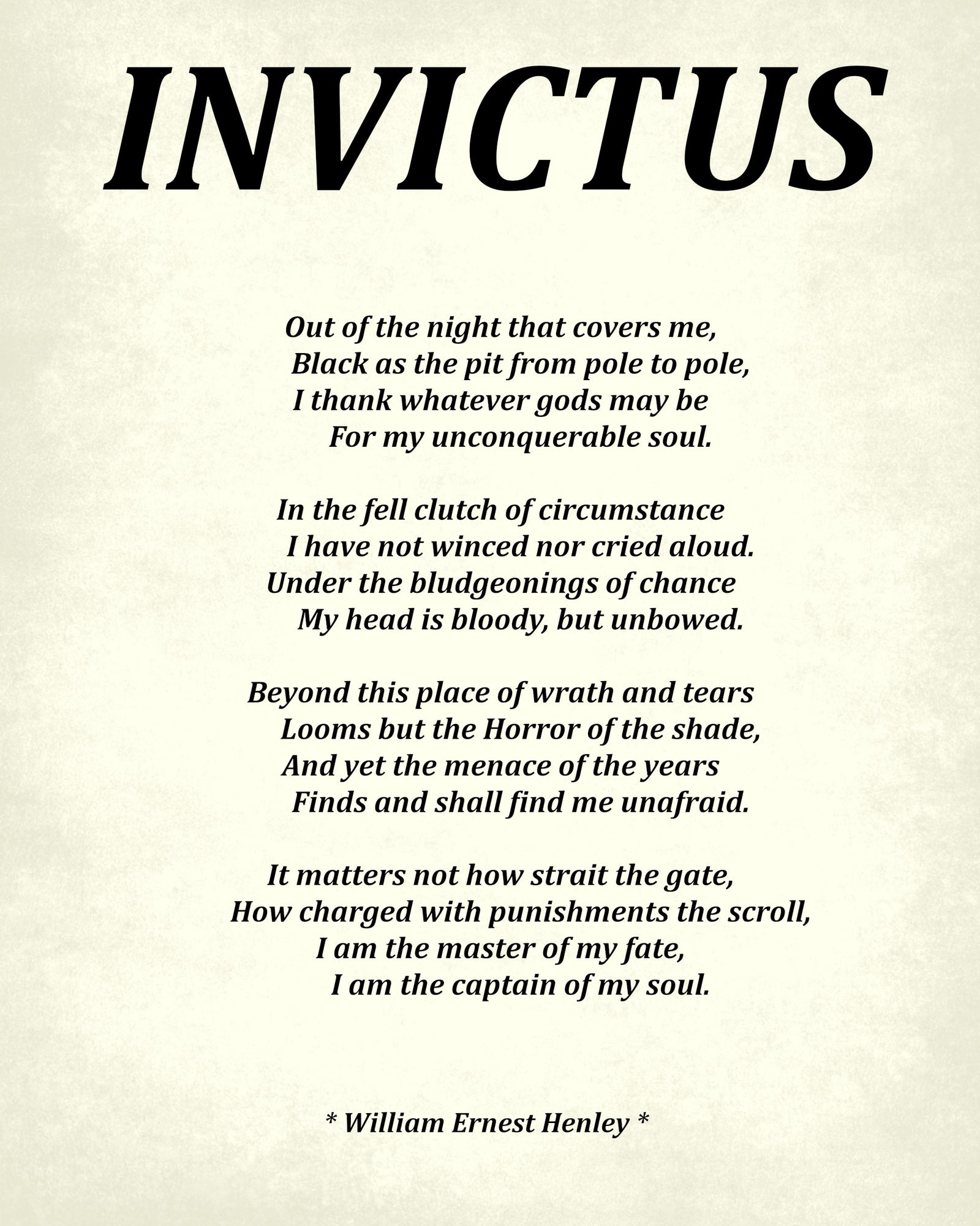 Invictus Poem by William Ernest Henley, Typography Print – GalleryThane