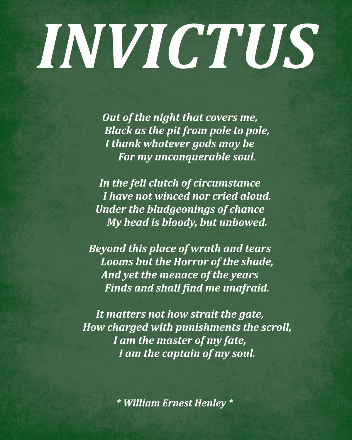 Invictus Poem by William Ernest Henley, Typography Print – GalleryThane