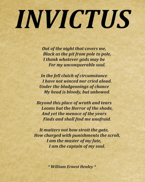 Invictus Poem by William Ernest Henley, Typography Print – GalleryThane