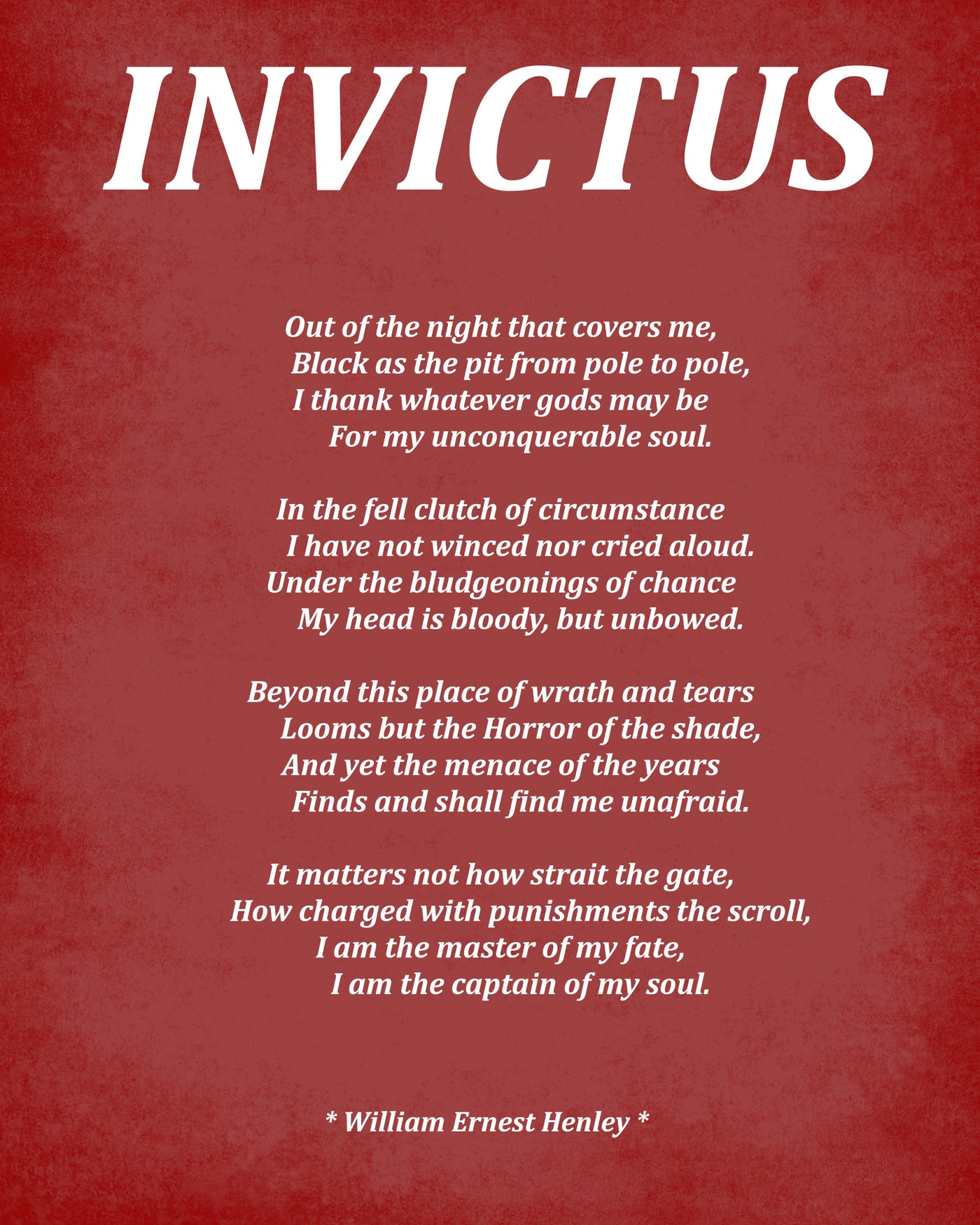 Invictus Poem by William Ernest Henley, Typography Print – GalleryThane