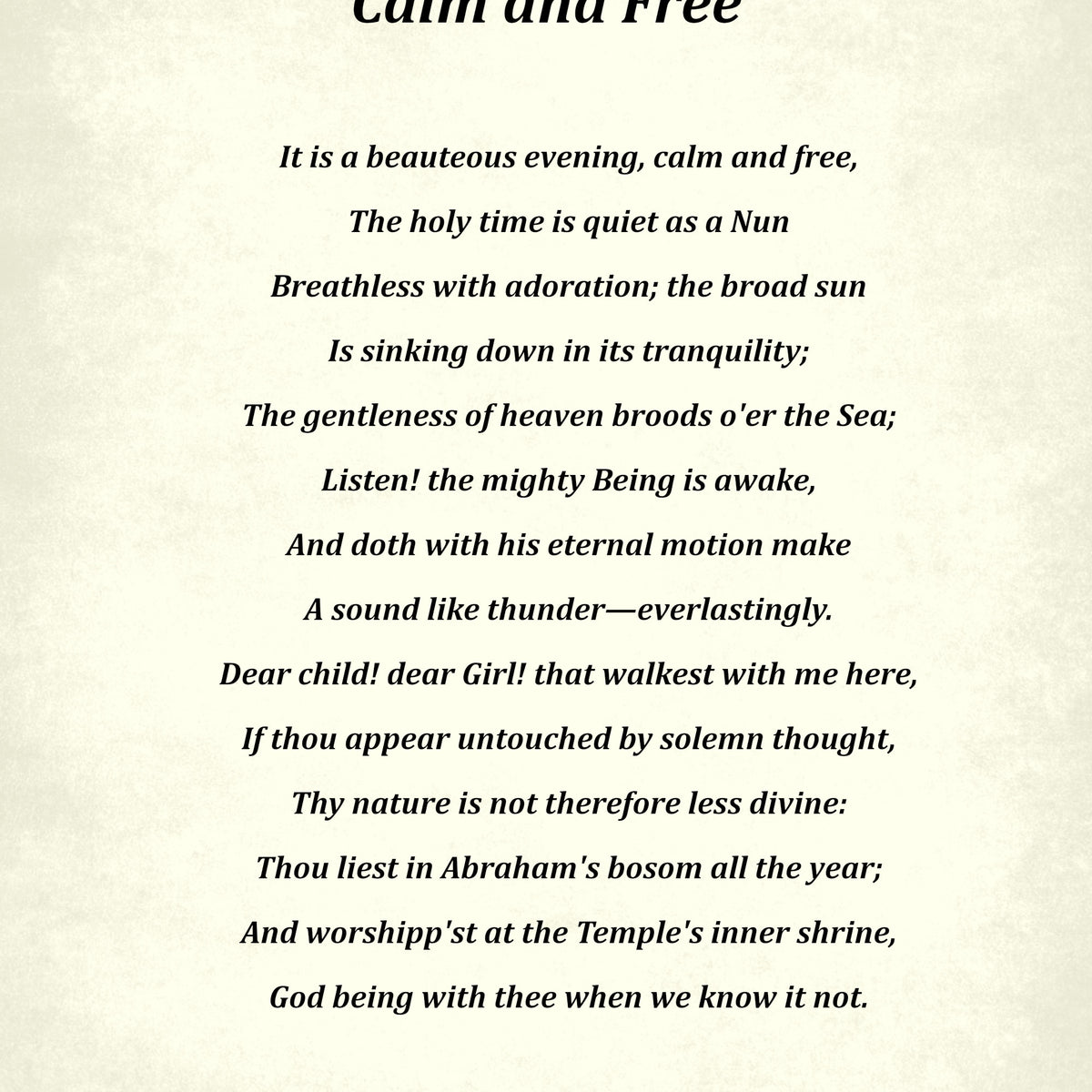 It is a Beauteous Evening, Calm and Free, Poem by William Wordsworth ...