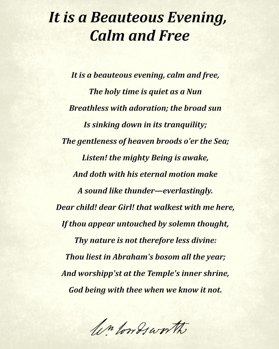 It is a Beauteous Evening, Calm and Free, Poem by William Wordsworth ...
