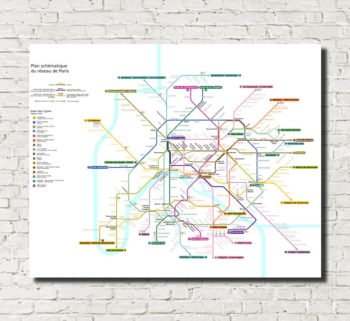 Paris Metro Map Print Underground Rail Plan – GalleryThane