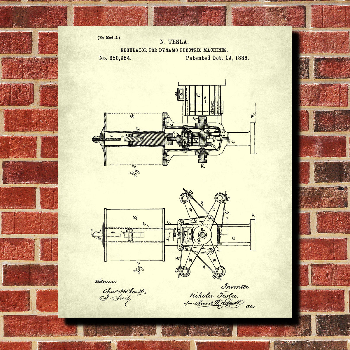 Nikola Tesla Vintage Patent Print Blueprint Design Electrical Poster ...