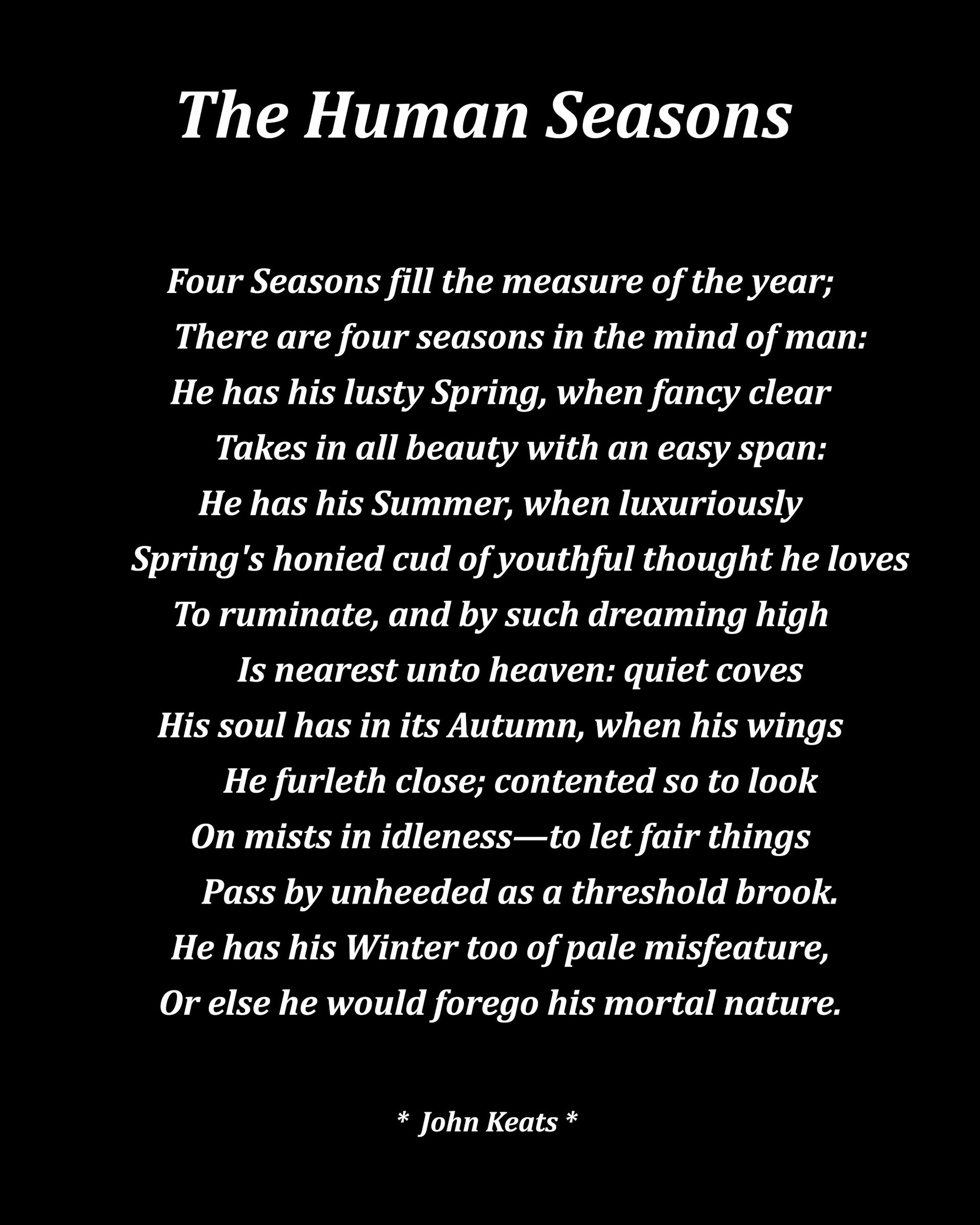The Human Seasons Poem by John Keats, Typography Print – GalleryThane