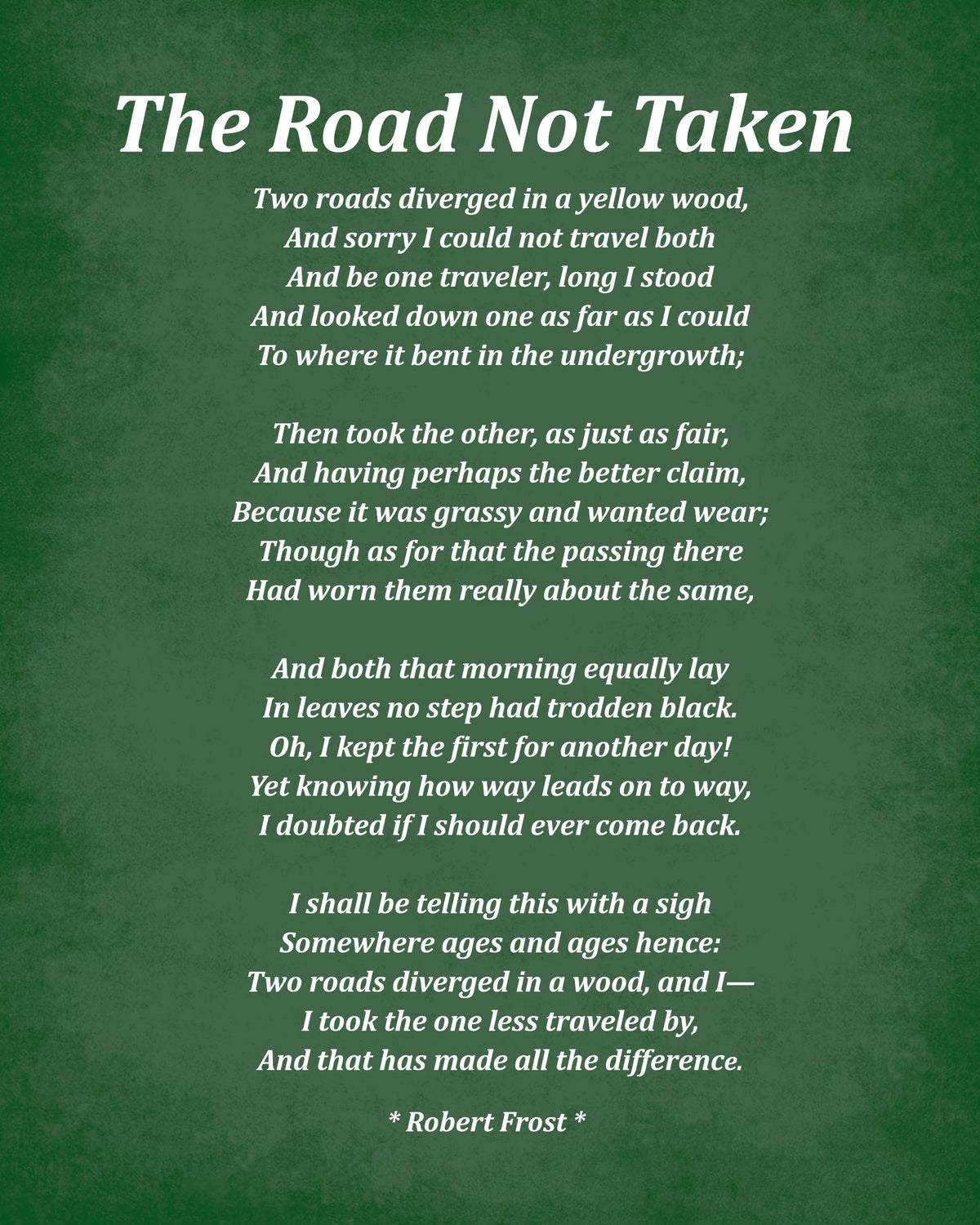The Road Not Taken Poem by Robert Frost, Typography Print – GalleryThane