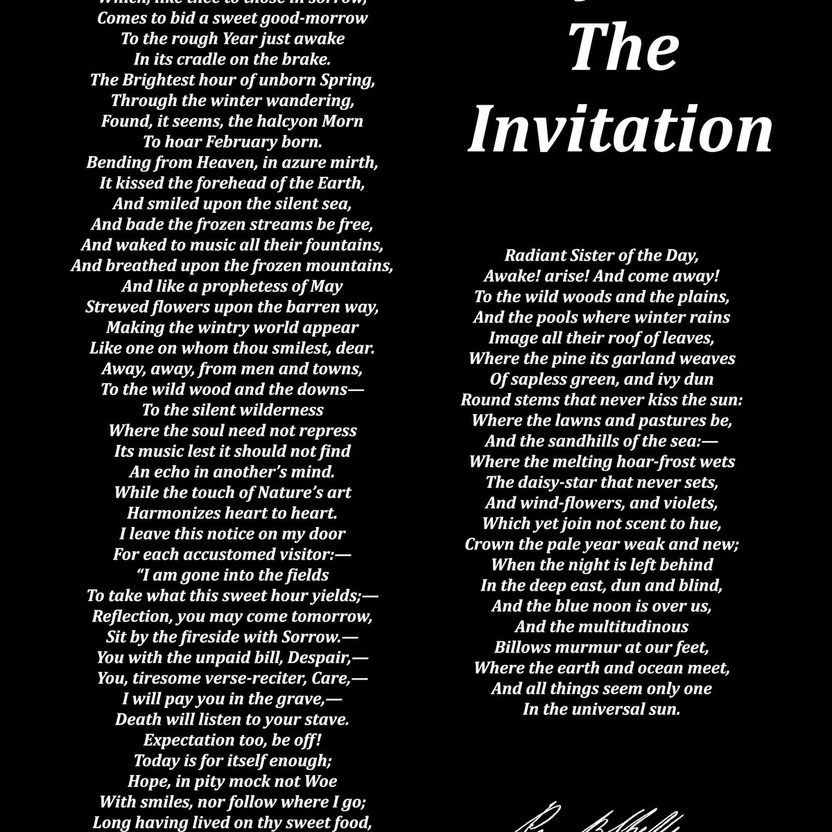 To Jane The Invitation, Poem by Percy Bysshe Shelley, Typography Print ...