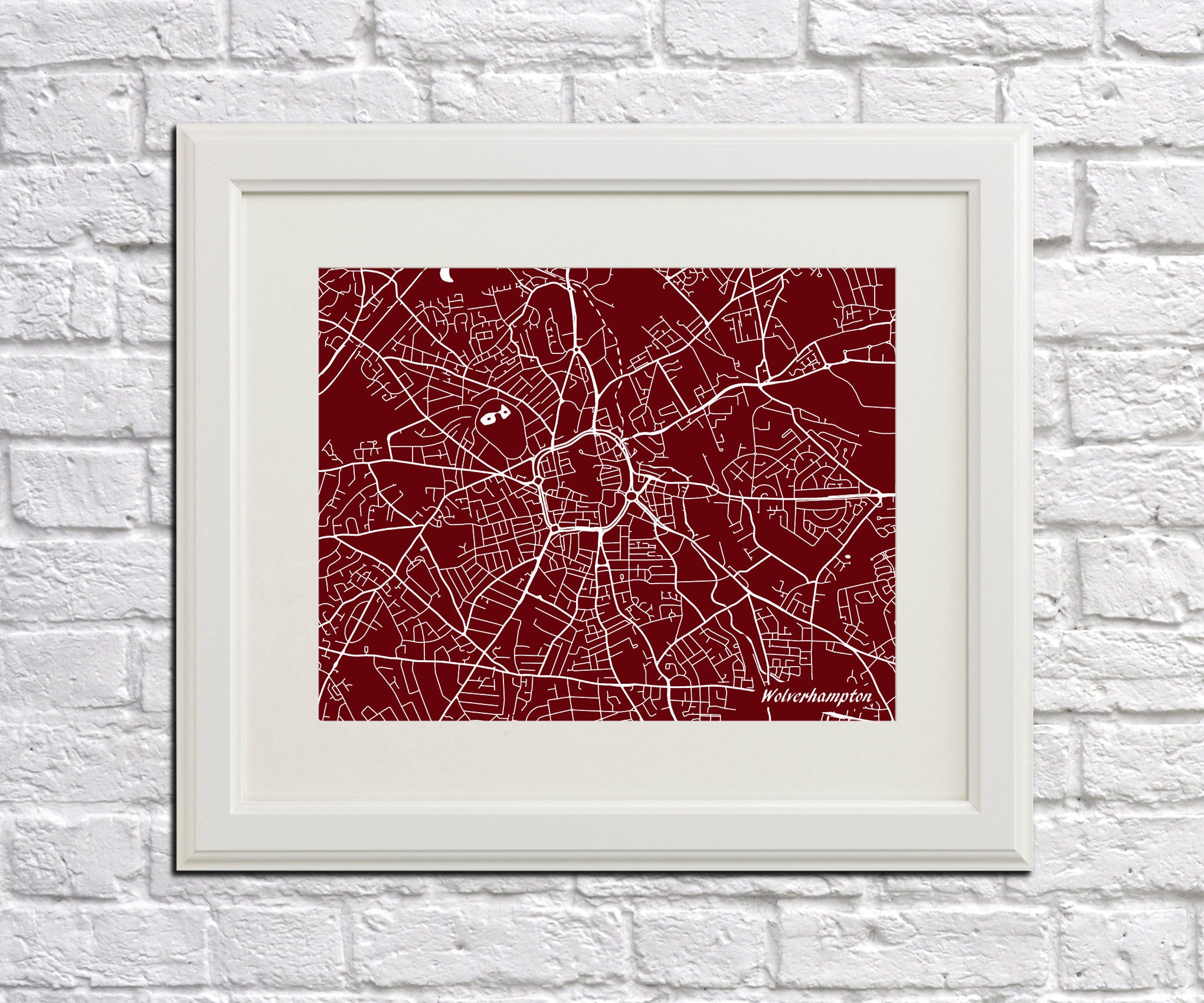Wolverhampton City Street Map Print Feature Wall Art Poster – GalleryThane