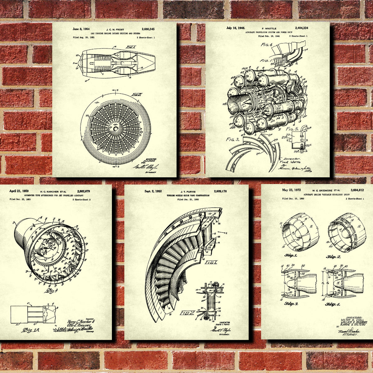 Aircraft Engine Patent Prints Set 5 Jet Engine Posters – GalleryThane