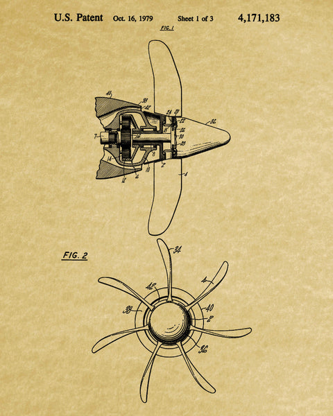Aircraft Propeller Blueprint Aircraft Patent Print Airplane Poster ...