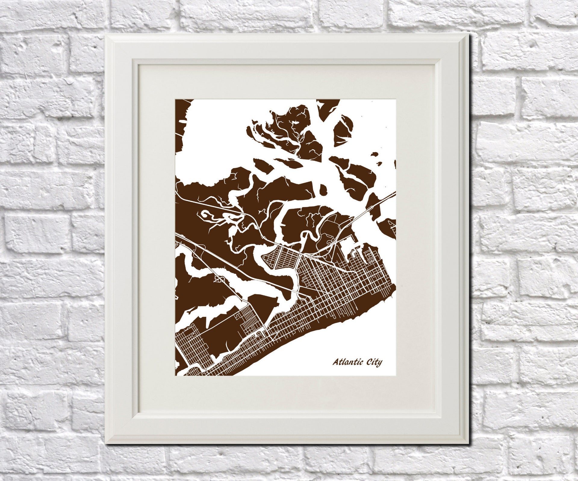 Atlantic City Street Map Print Custom Wall Map Poster New Jersey ...
