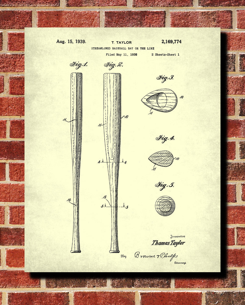Baseball Bat Patent Print Sports Blueprint Poster – GalleryThane