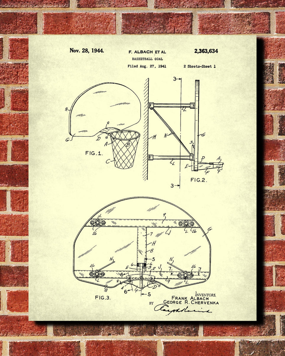Basketball Hoop Patent Print Sports Blueprint Poster – GalleryThane
