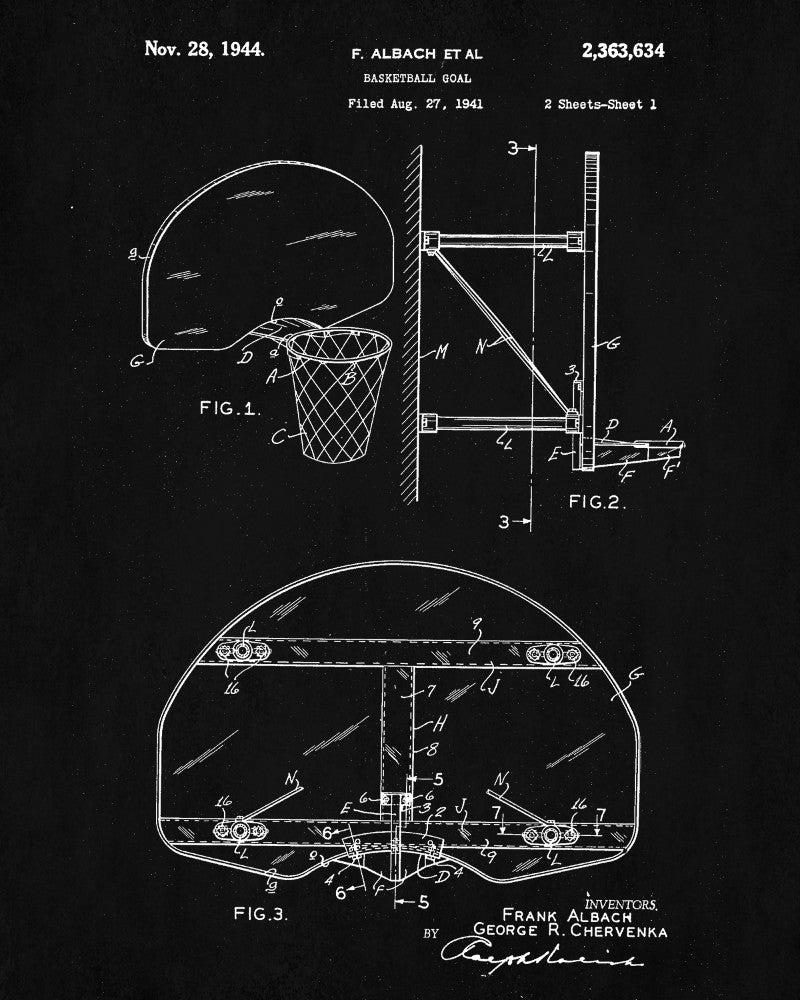 Basketball Hoop Patent Print Sports Blueprint Poster – GalleryThane