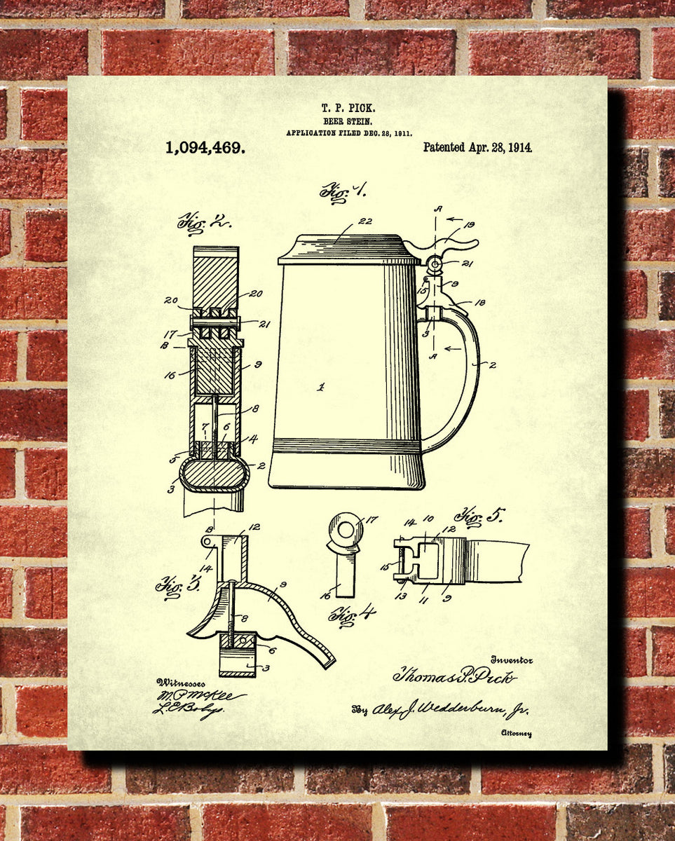 Beer Patent Print Bar Poster Cafe Art Pub Wall Poster – GalleryThane