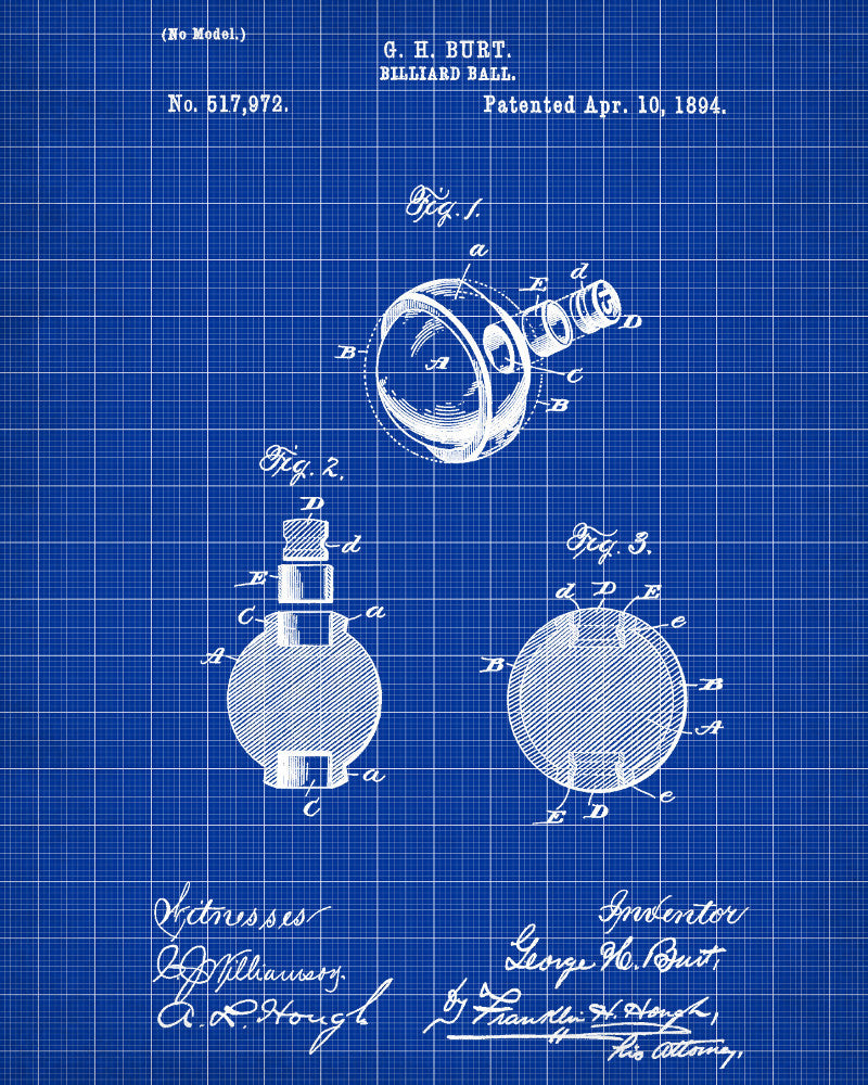 Billiards Ball Blueprint Sports Poster Patent Print – GalleryThane