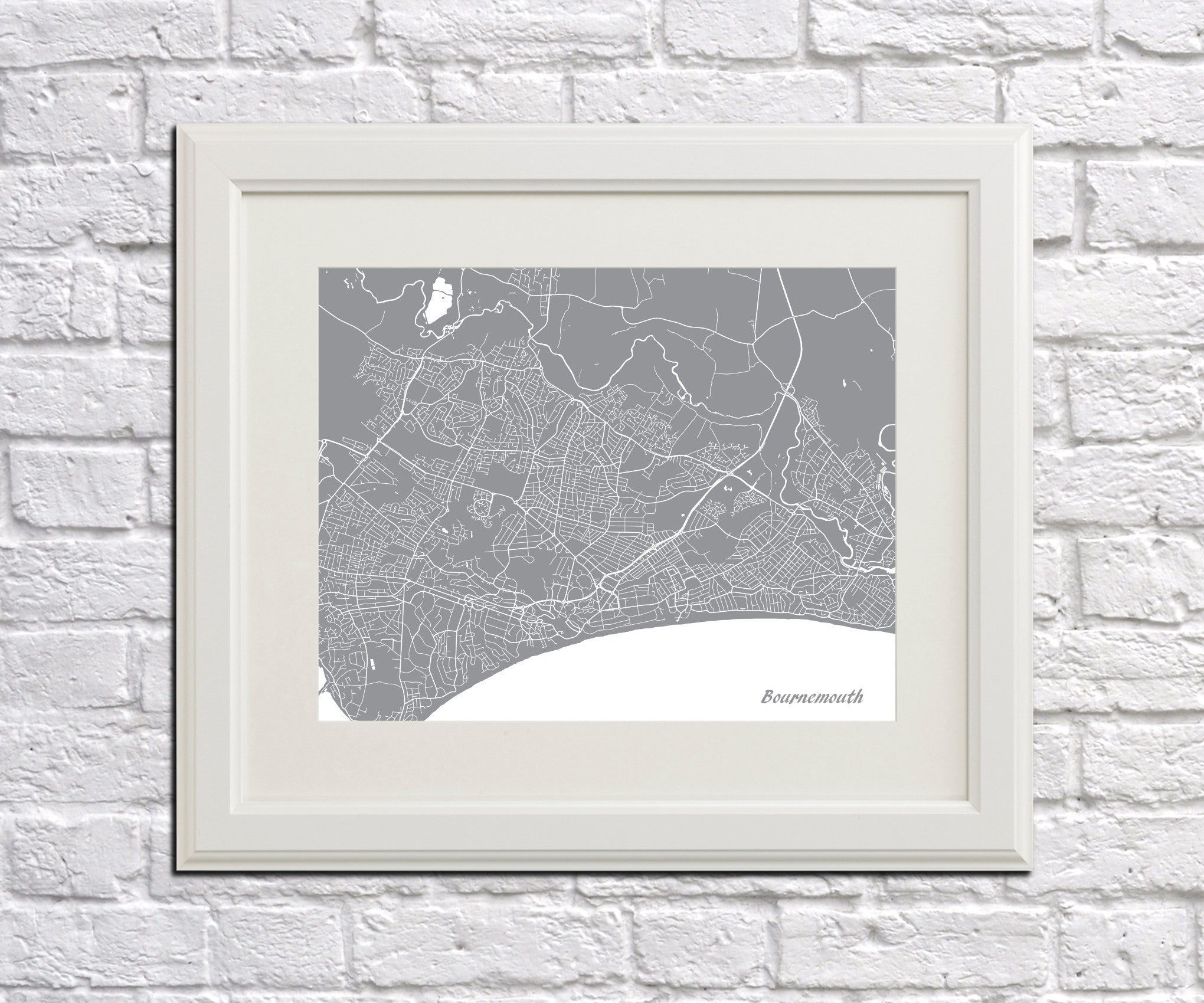 Bournemouth City Street Map Print Feature Wall Art Poster – GalleryThane