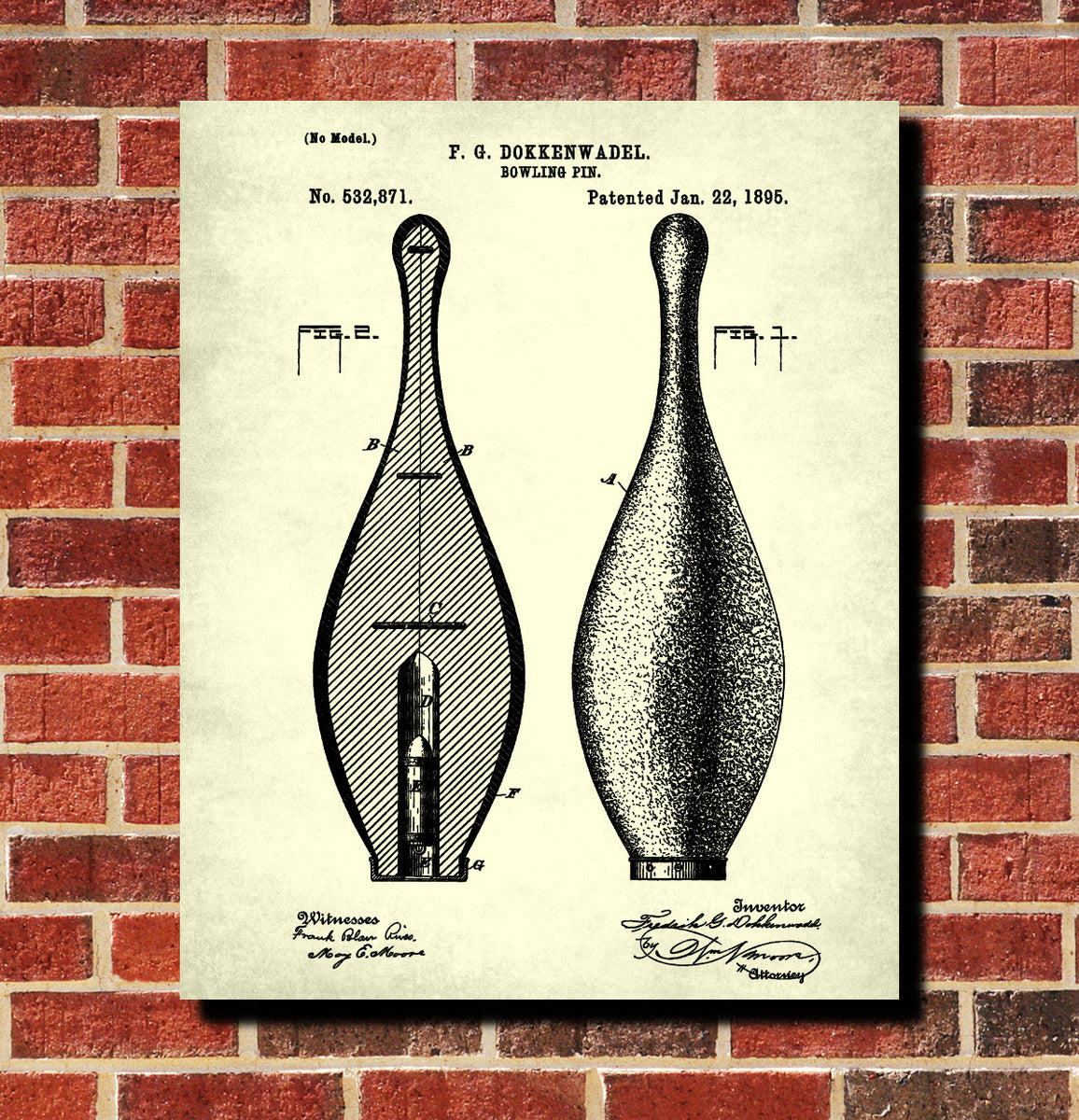 Bowling Pin Blueprint Sports Patent Print Art Poster – GalleryThane