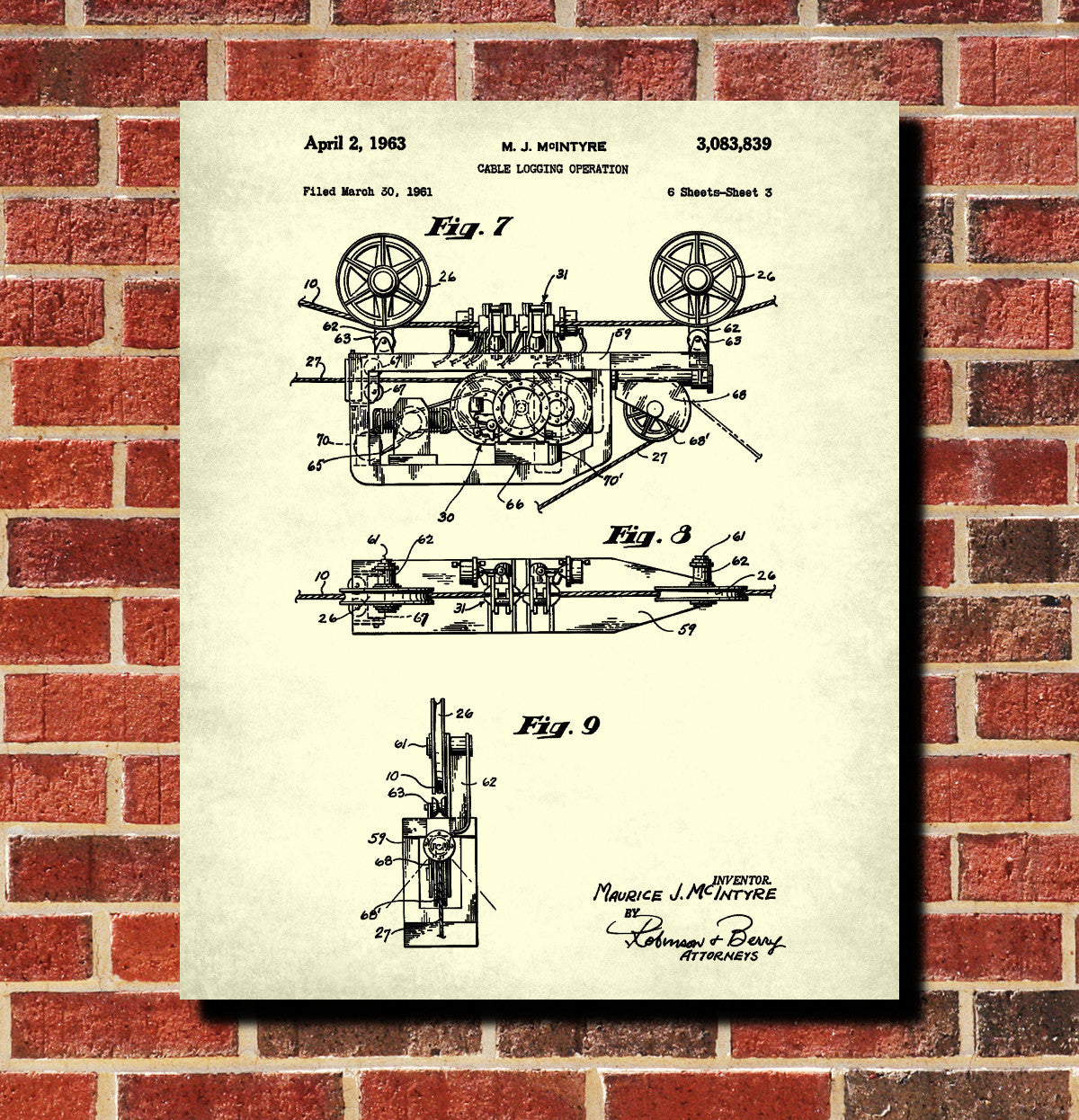 Cable Logging Poster, Forestry Patent Print – GalleryThane