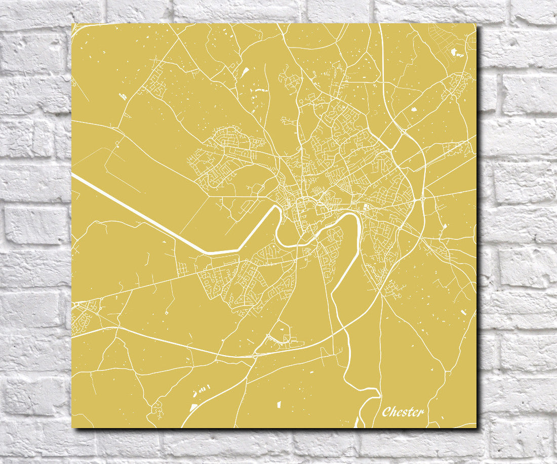Chester City Street Map Print Modern Art Poster Decor – GalleryThane
