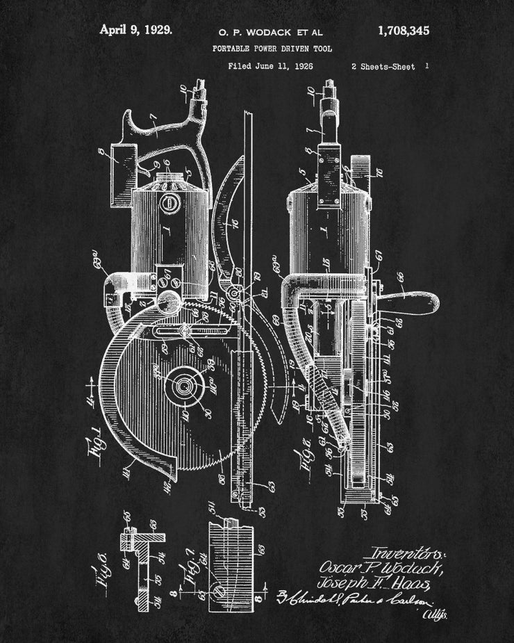 Circular Saw Blueprint Power Tools Poster Workshop Art – GalleryThane