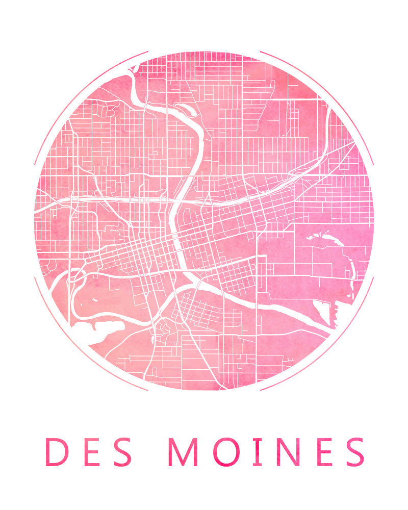 Des Moines, Iowa City Street Map Custom Wall Map Poster – GalleryThane