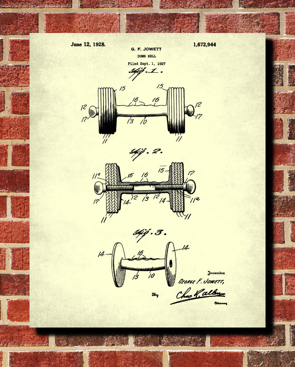 Dumbbell Blueprint Weight Lifting Patent Print Poster – GalleryThane