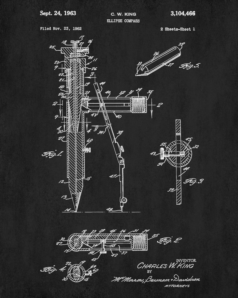 Ellipse Compass Patent Print Mathematical Drawing Poster – GalleryThane