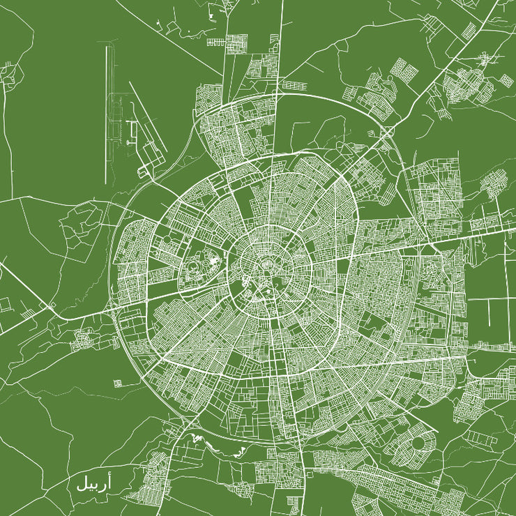 Erbil, Iraq City Street Map Print Custom Wall Map – GalleryThane