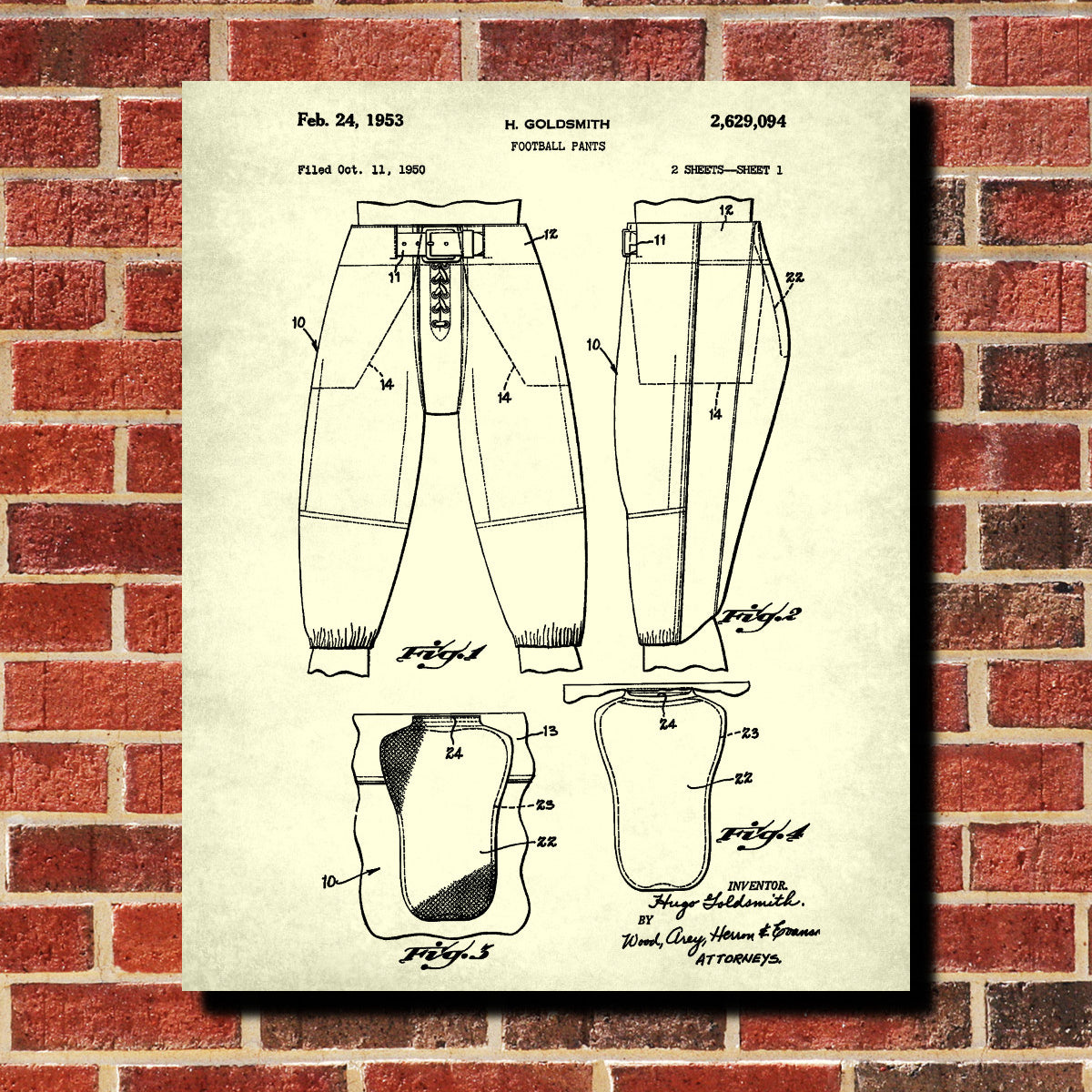 Football Pants Patent Print Sport Blueprint Man Cave Poster – GalleryThane