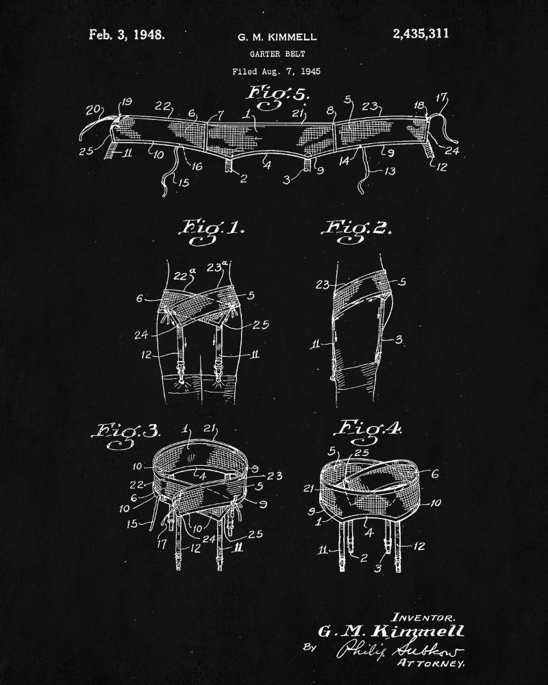 Garter Belt Patent Print Lingerie Blueprint Fashion Poster – GalleryThane