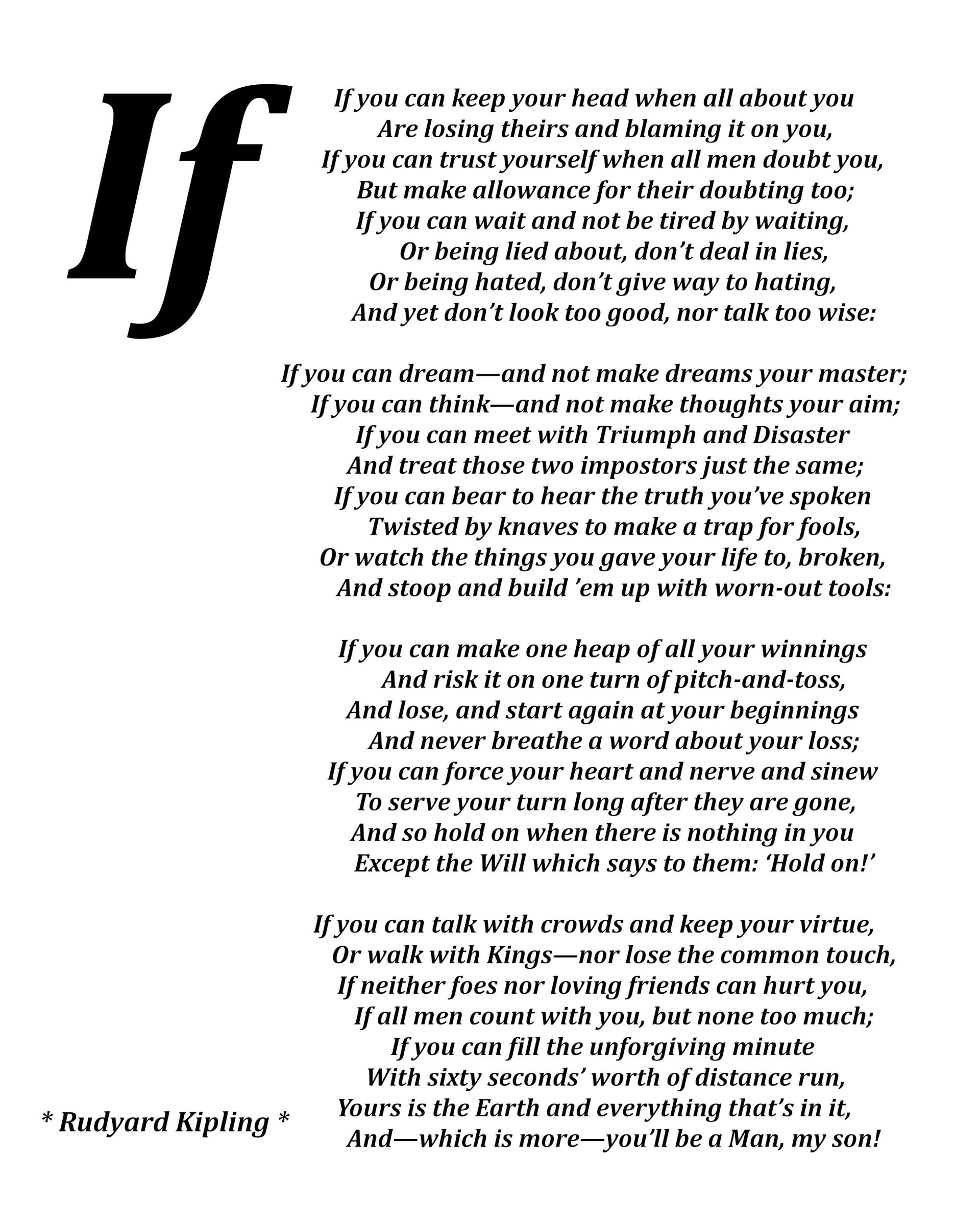 If Poem by Rudyard Kipling, Typography Print – GalleryThane