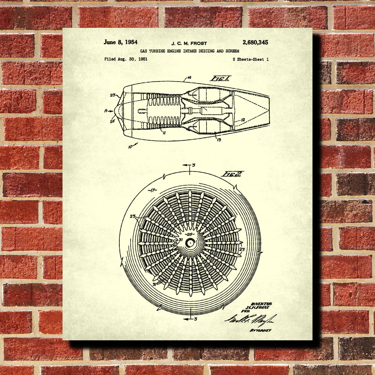 Jet Engine Blueprint Aircraft Patent Print Airplane Poster – GalleryThane